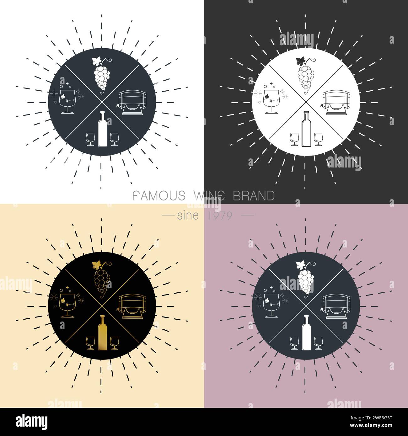 Set of wine labels. Elements for design on the wine theme. Collection ...