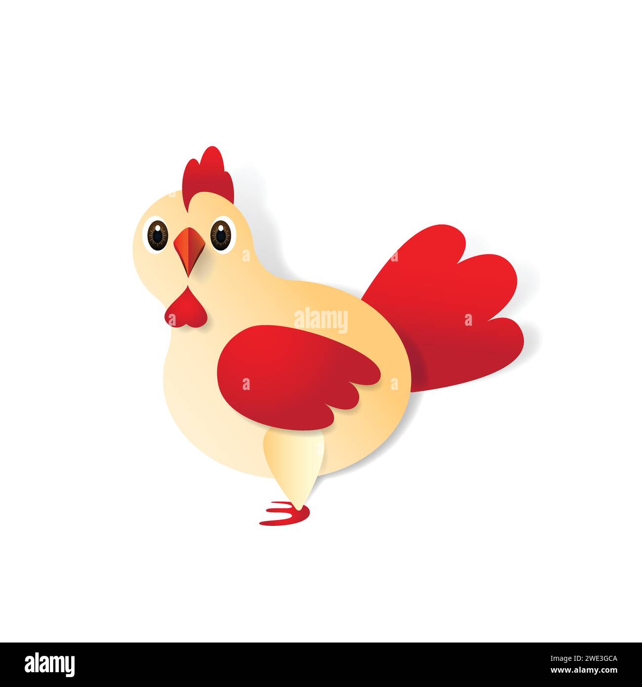 Cute chicken cartoon vector illustration on white backgroundvector ...