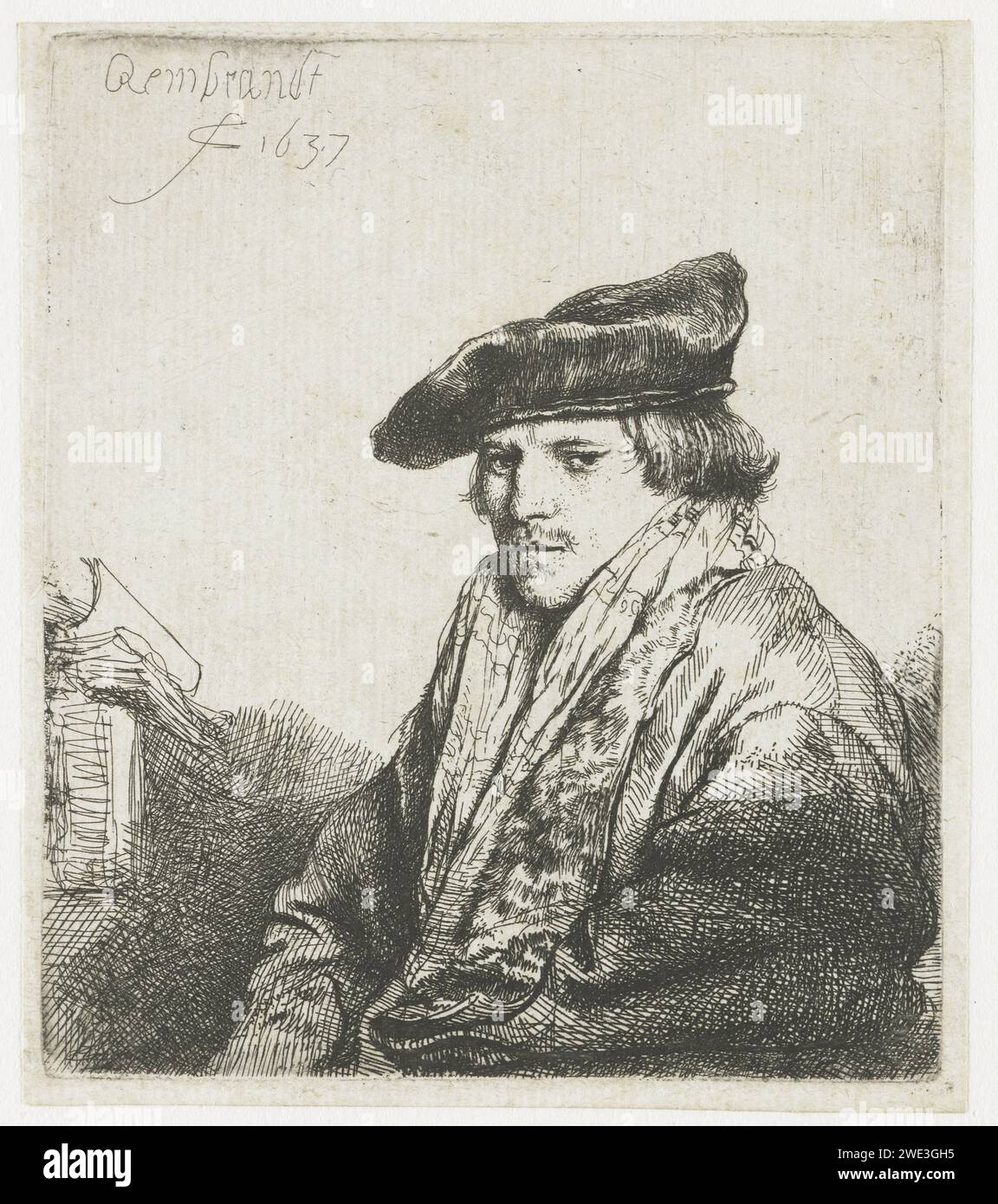 Young Man in A Velvet Cap (Petrus Sylvius?), Rembrandt van Rijn, 1637 ...