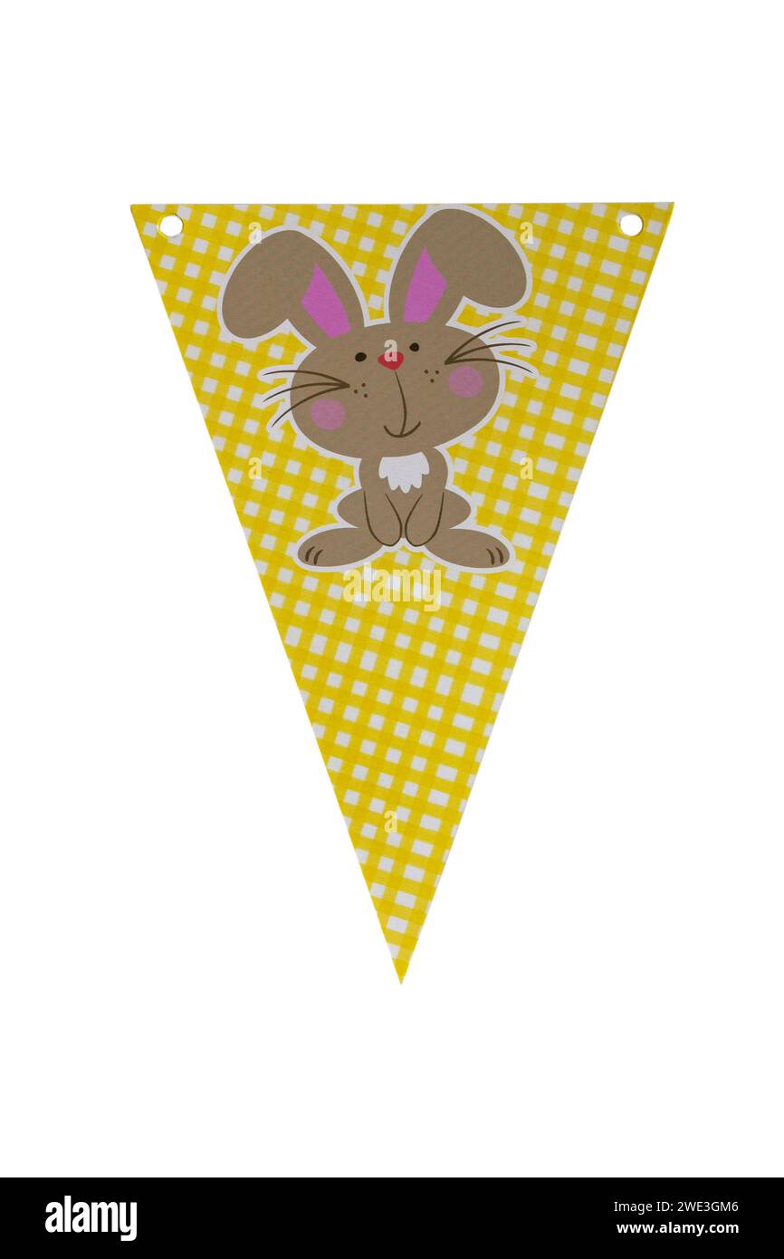 Easter decorations, Easter bunting with Easter bunny rabbit on isolated ...