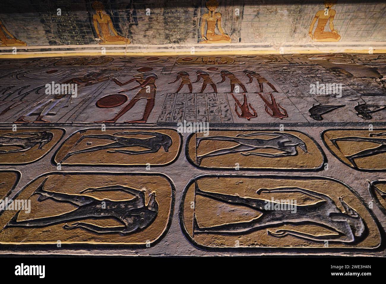 Luxor, Egypt - January 2, 2024: Colorful hieroglyphs on the wall in ...
