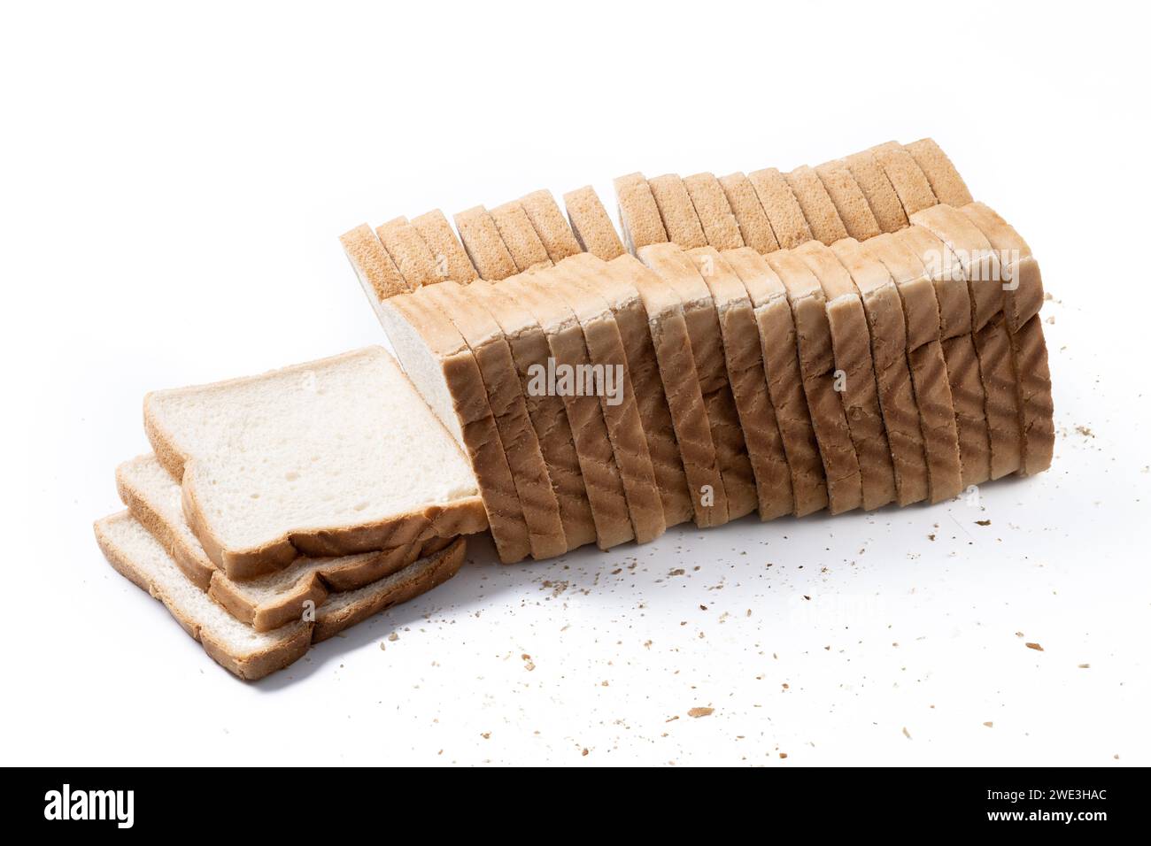 Close up image of cut of loaf bread isolated on white background Stock ...