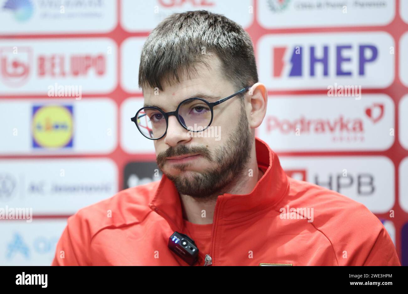 Cologne, Germany. 23rd Jan, 2024. Filip Glavas of Croatia speaks during a press conference at ...