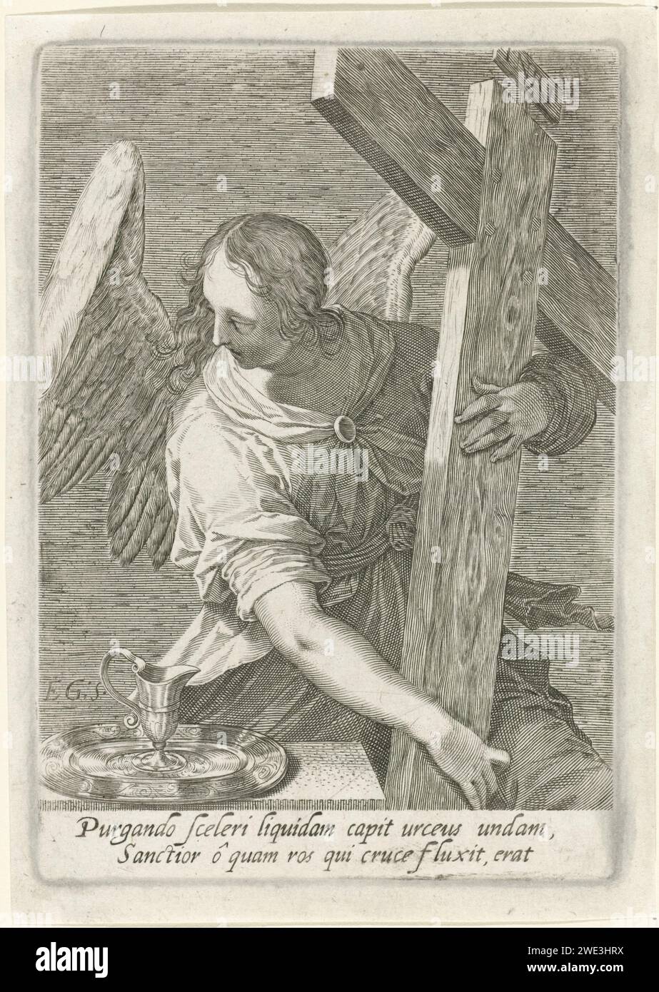 Engel Met Het Kruis, Giles Sadeler (2), 1580 - 1629 print Engel with ...