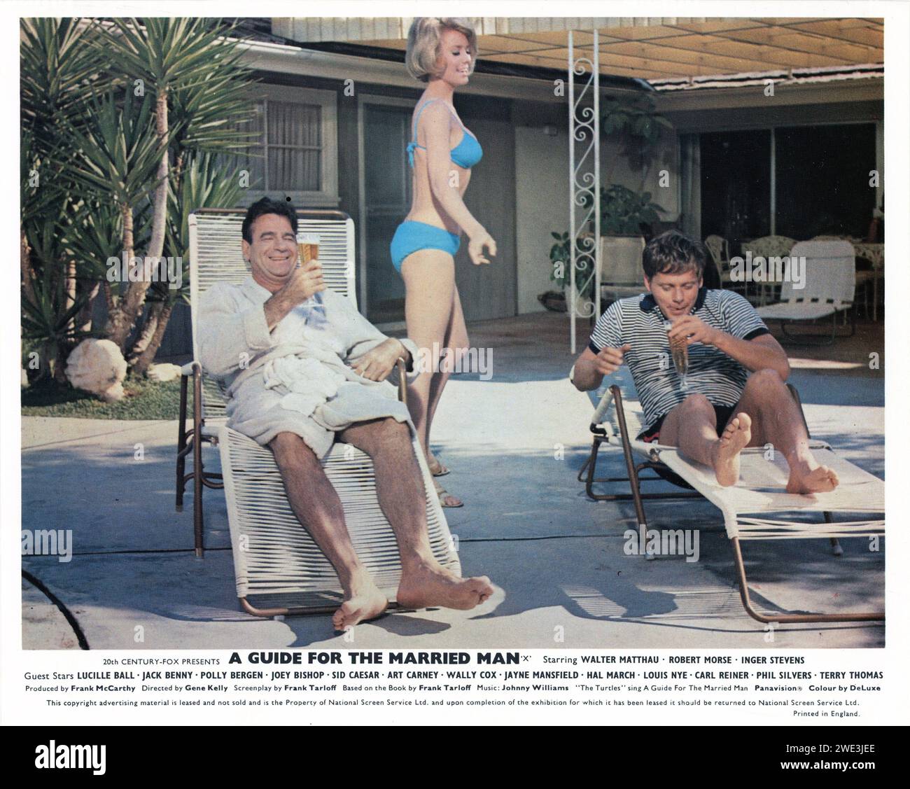 WALTER MATTHAU INGER STEVENS and ROBERT MORSE in A GUIDE FOR THE MARRIED MAN 1967 director GENE ...