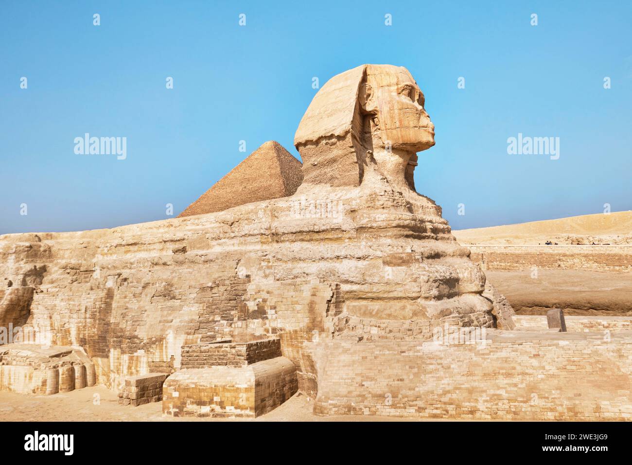 Giza, Egypt - December 24 2023: The iconic Sphinx carving adjacent to ...