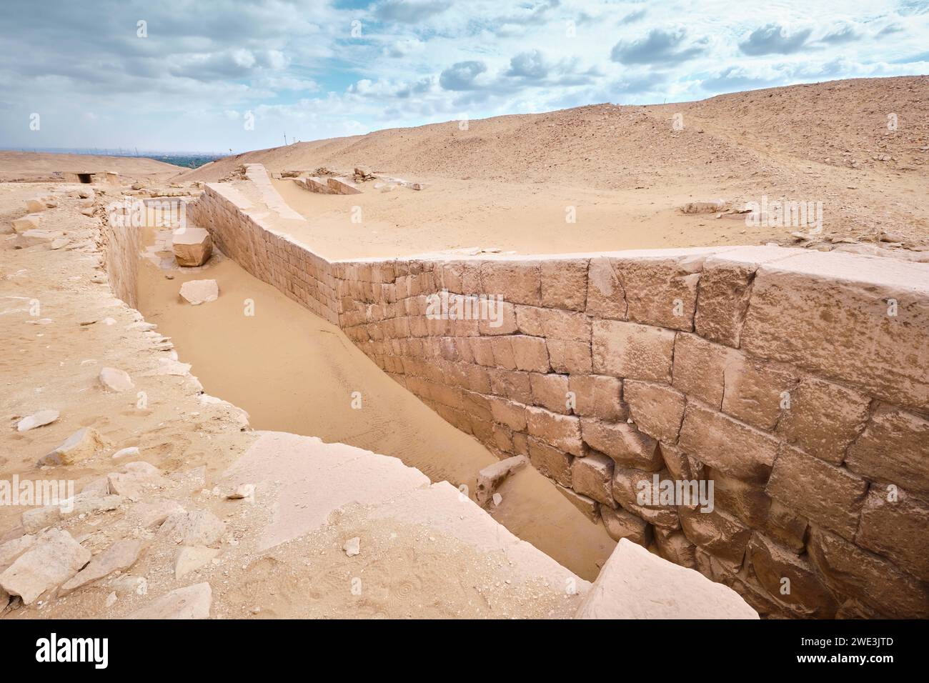 Saqqara, Egypt - January 2, 2024: Old Kingdom royal boat pit or dock in ...