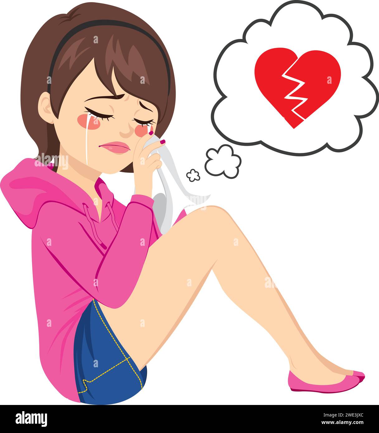 Sad broken heart cartoon illustration Cut Out Stock Images & Pictures ...