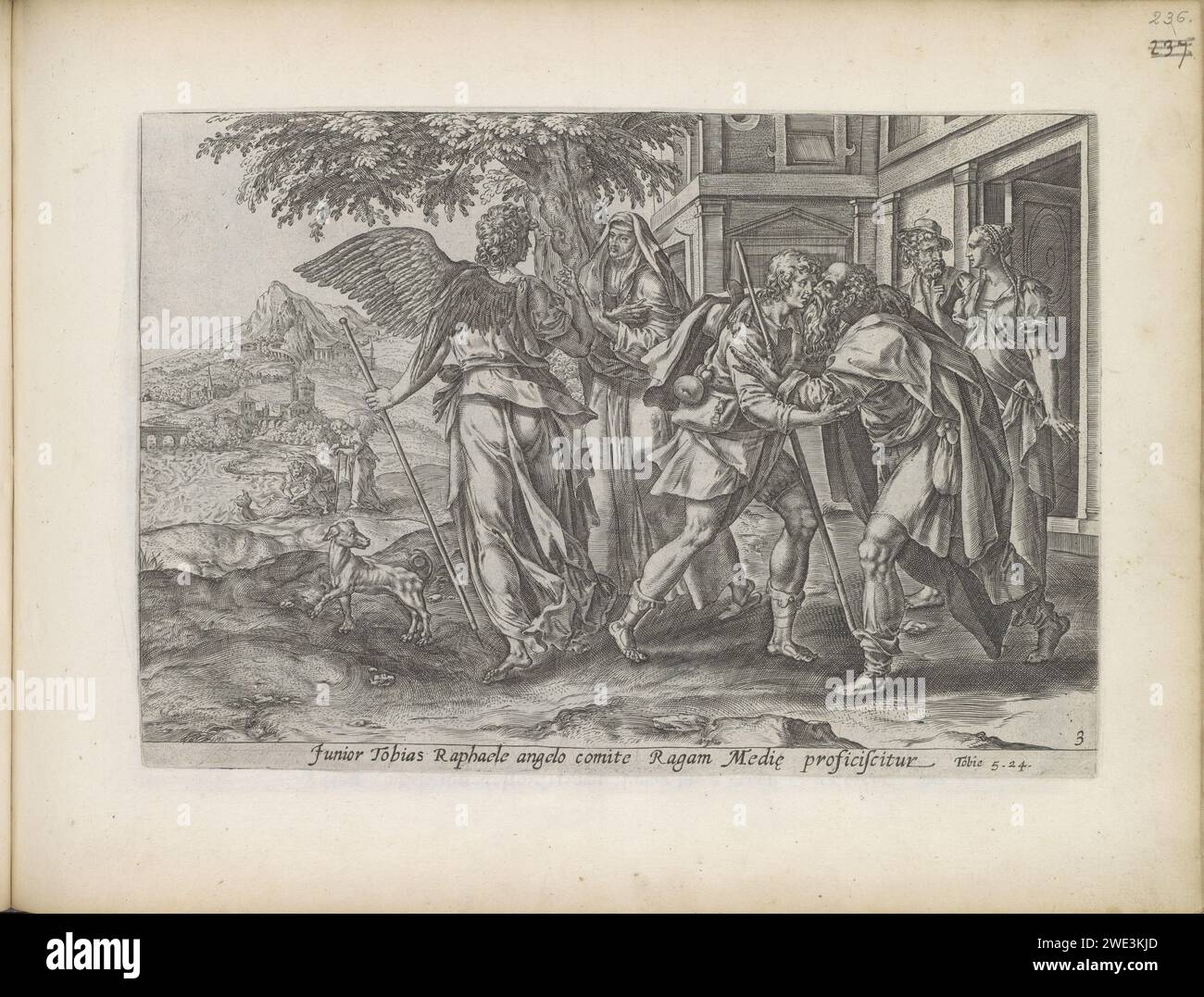 Tobias and the angel say goodbye to Tobit and Anna, 1643 print Tobias ...