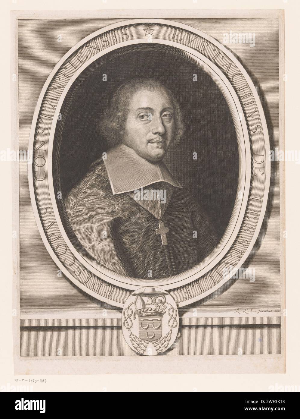 Portret van Eustache Le Clerc de Lesseville, René Lochon, 1661 print ...