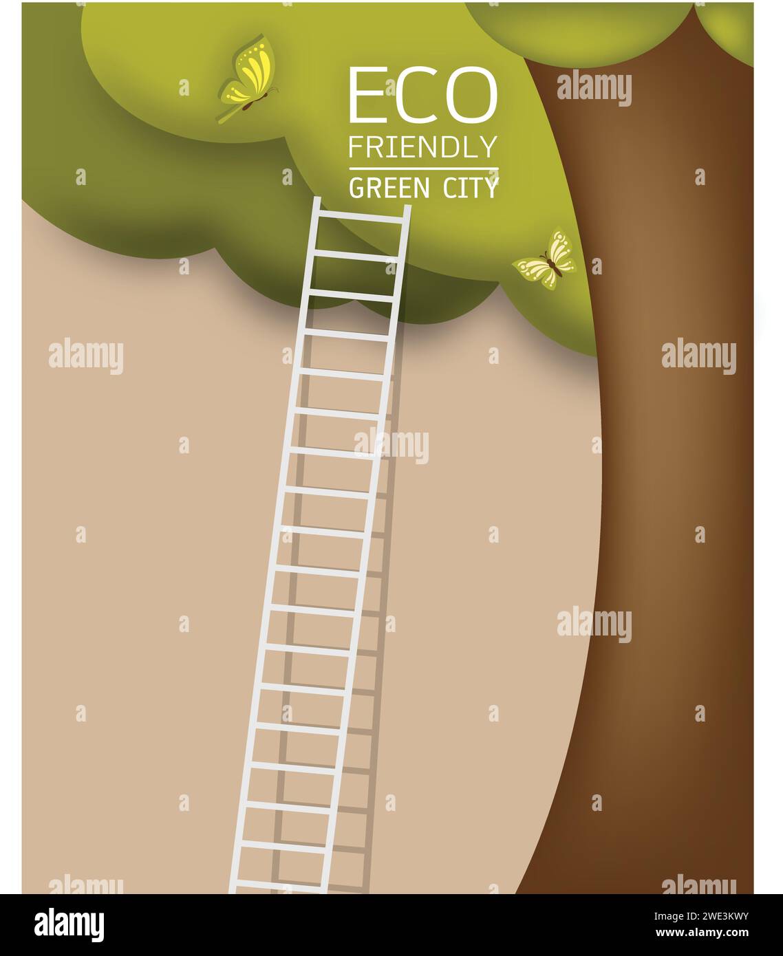 ECO FRIENDLY. Ecology concept with Green Eco Earth and Trees. Vector ...