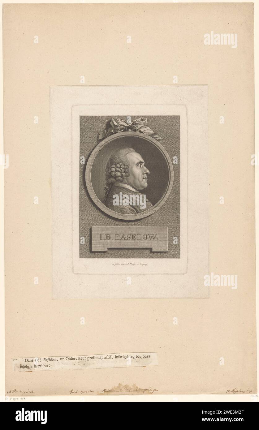 Portrait van Johann Bernhard Basedow, Johann Friedrich Bause, 1769 ...