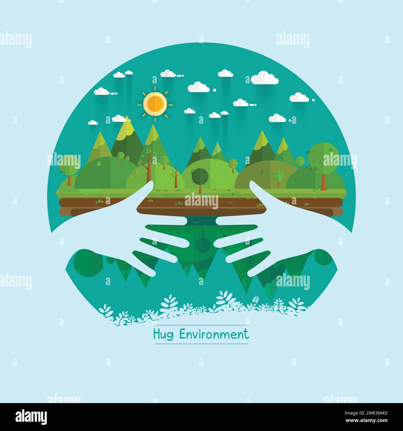 Eco friendly hands hug concept green tree.Environmentally friendly ...