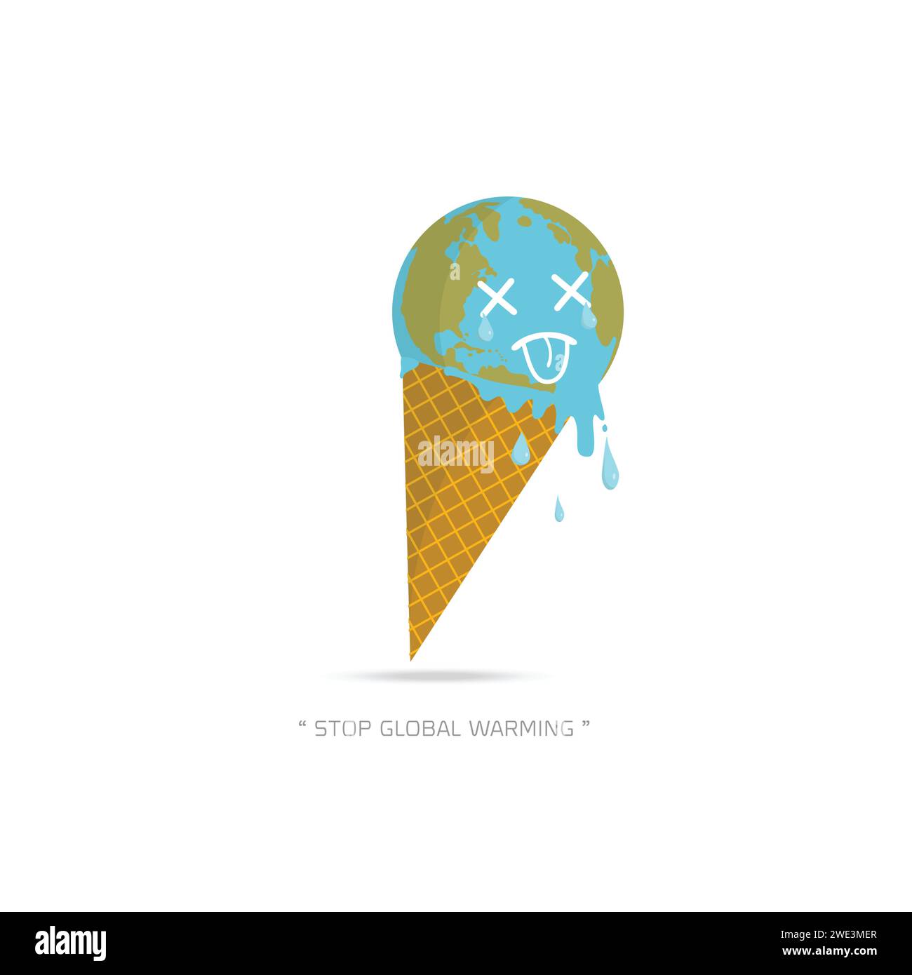 Earth Cream Cone Save The Planet Poster Concept. Stop global warming ...
