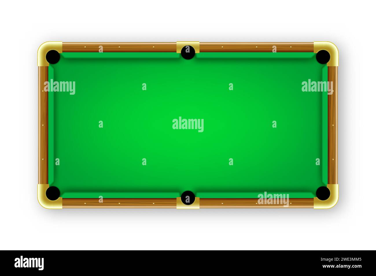 Green billiards table, top view. Snooker or pool sports equipment ...