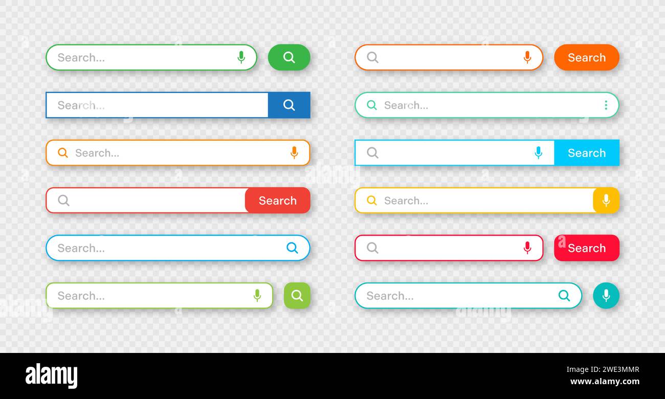 Colorful search bar templates. Internet browser engine with search box ...