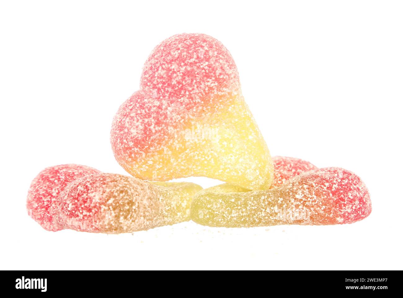 Jelly fizzy cherry sweets isolated on a white background Stock Photo ...