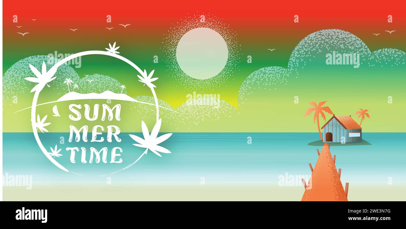 Beach sea with villa beautiful horizontal hotel seaside concept Summer ...