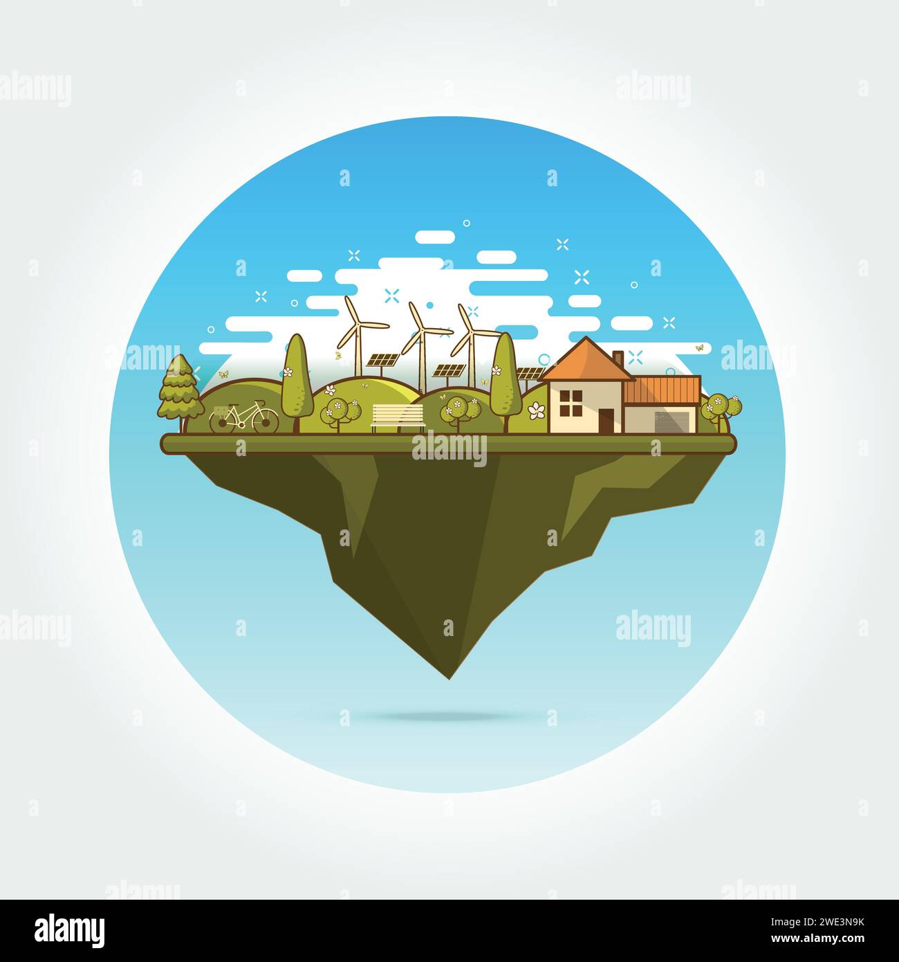 Natural landscape in the cartoon style. a beautiful park ...