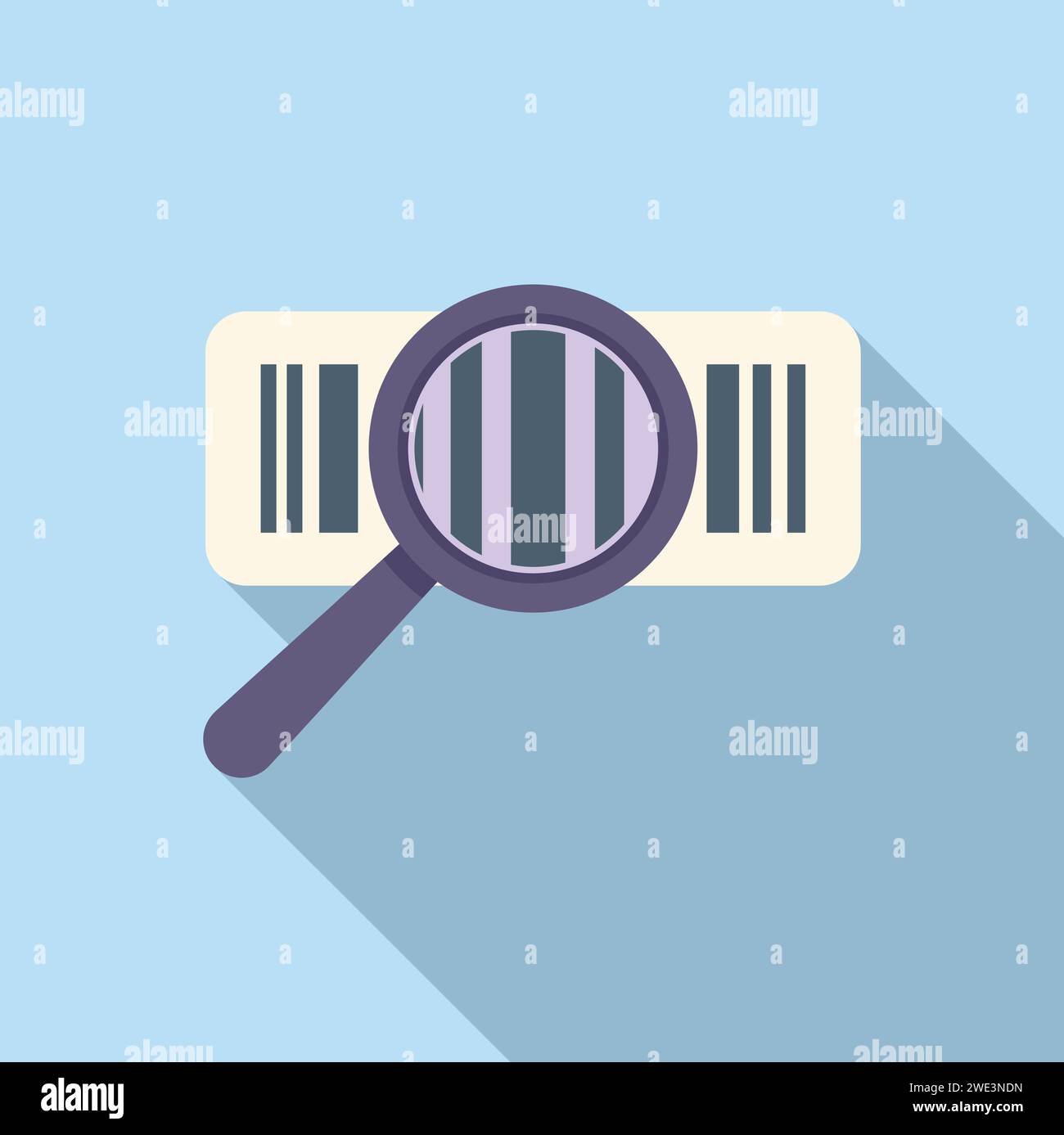 Scan magnifier glass icon flat vector. Ticket pay cell. Bar smart ...