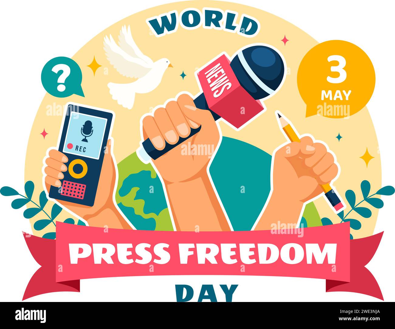 World Press Freedom Day Vector Illustration on May 3 with News Microphones and Newspaper to ...