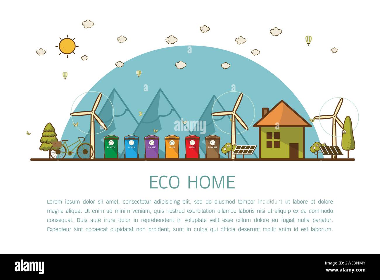 Vector illustration of recycling trash bins Municipal waste segregation ...