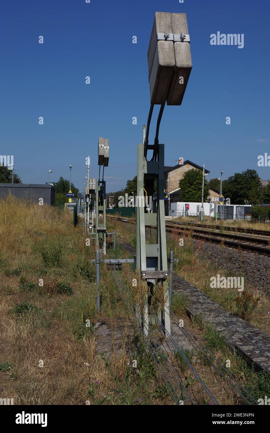 Tension weight and wires of a mechanical signal and switch control ...