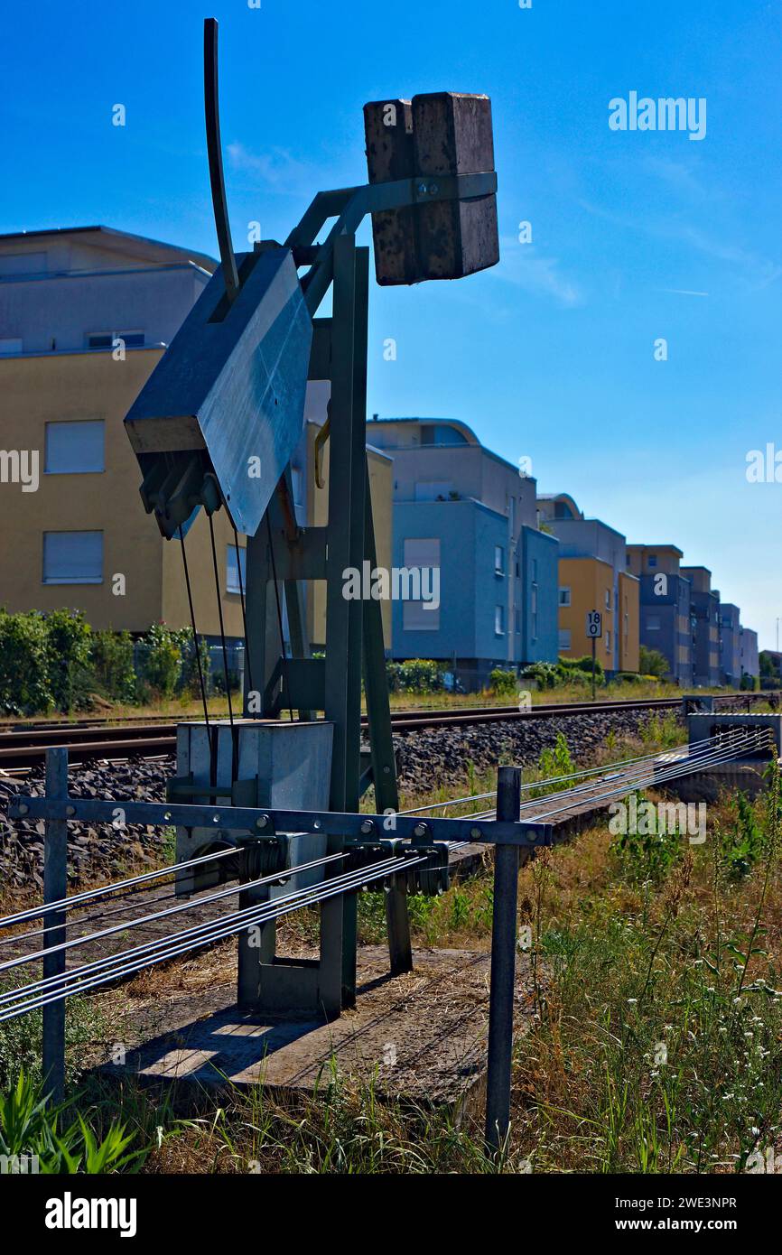 Tension weight and wires of a mechanical signal and switch control ...