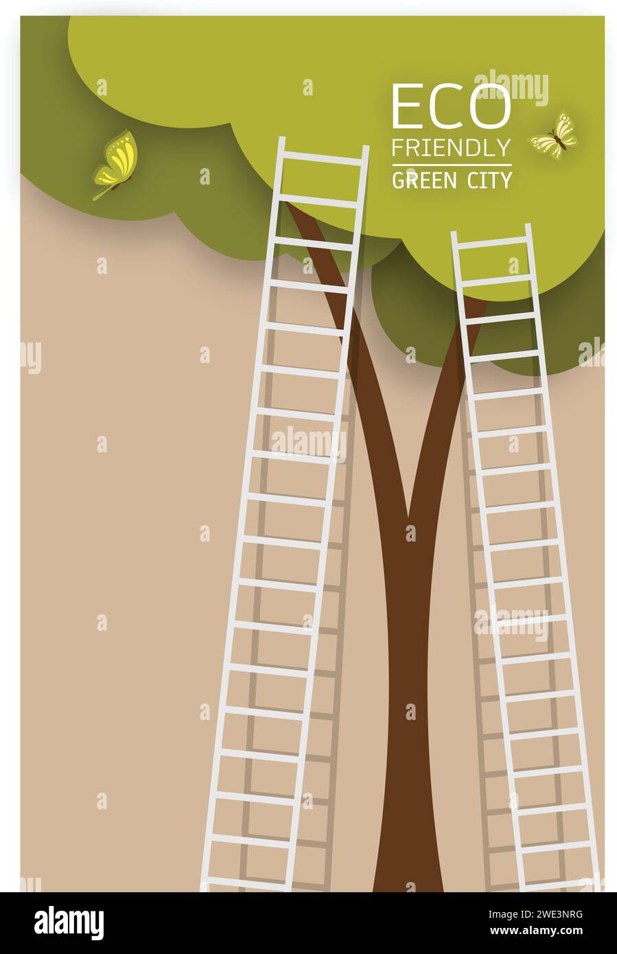 ECO FRIENDLY. Ecology concept with Green Eco Earth and Trees. Vector ...