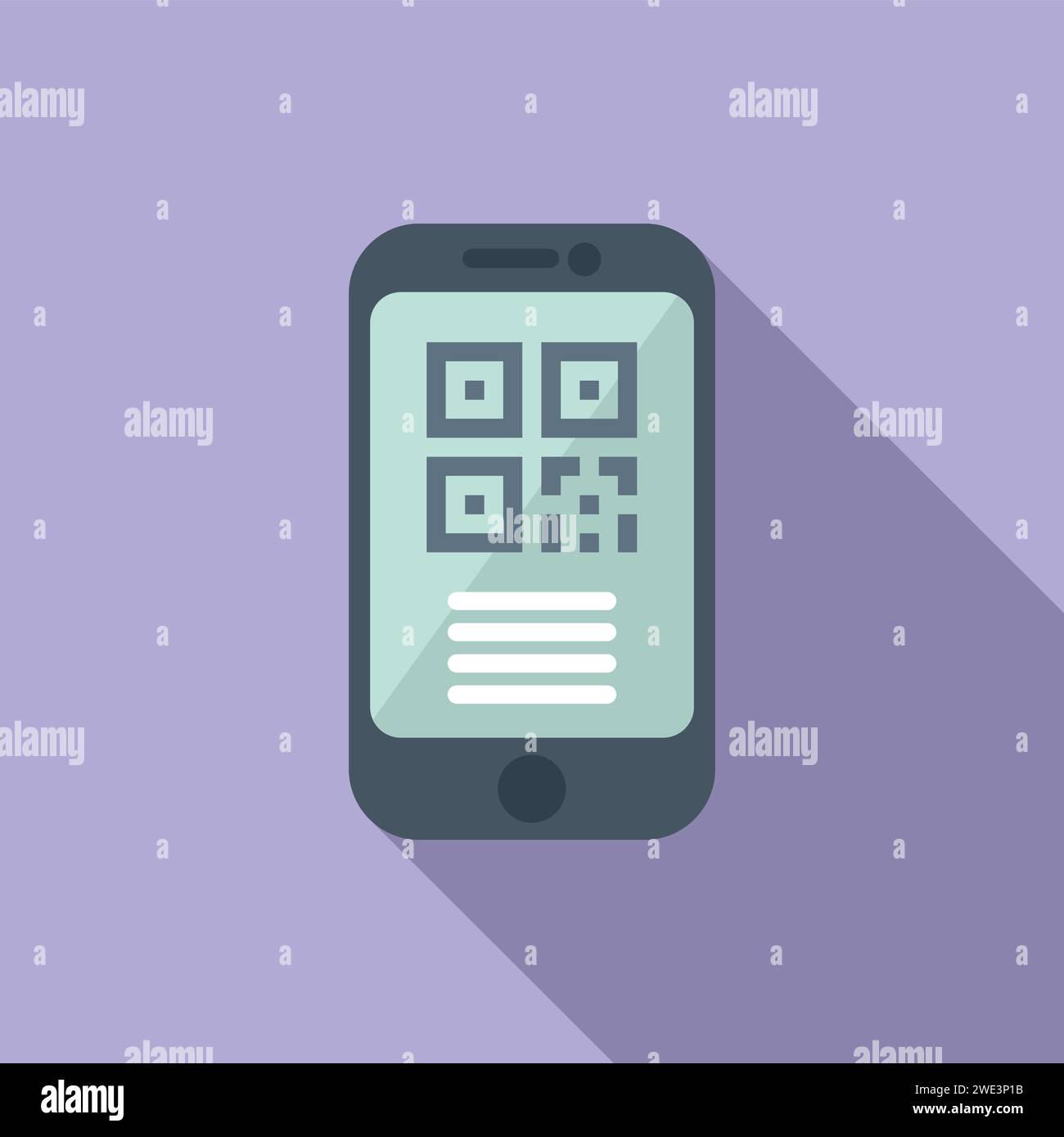 Scan Phone Code Icon Flat Vector Bar Code Smart Pay Cell App Stock