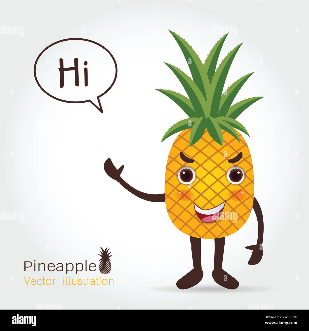Pineapple vector icon cartoon style isolated on white background ...