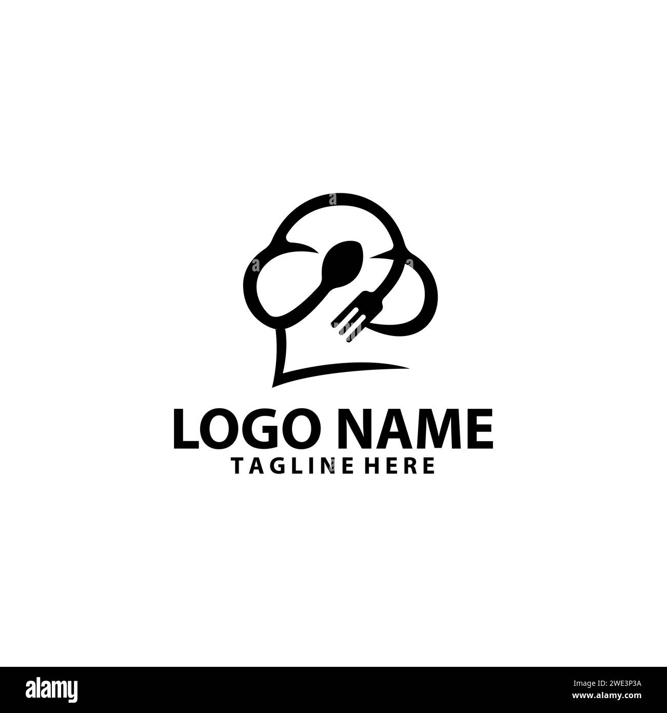chef hat cooking utensil simple logo design vector Stock Vector Image ...