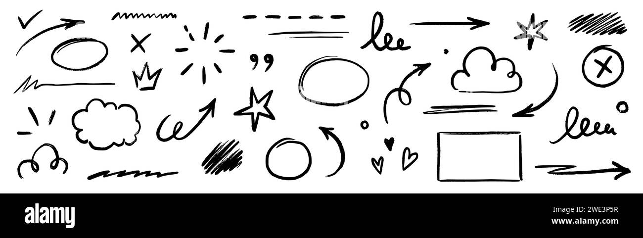 Line text highlight, hand drawn pen brush marker vector. Line text ...
