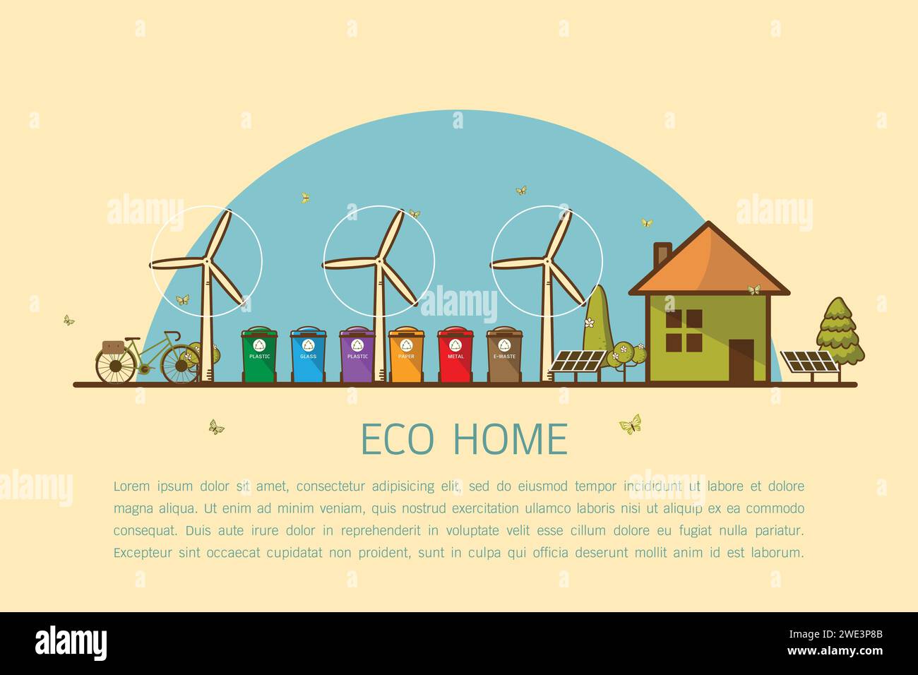 Vector illustration of recycling trash bins Municipal waste segregation ...