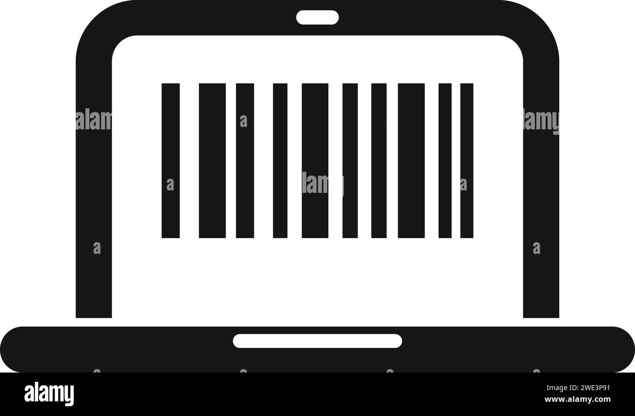 Scan laptop bar code icon simple vector. City id sign. Hold symbol bar ...