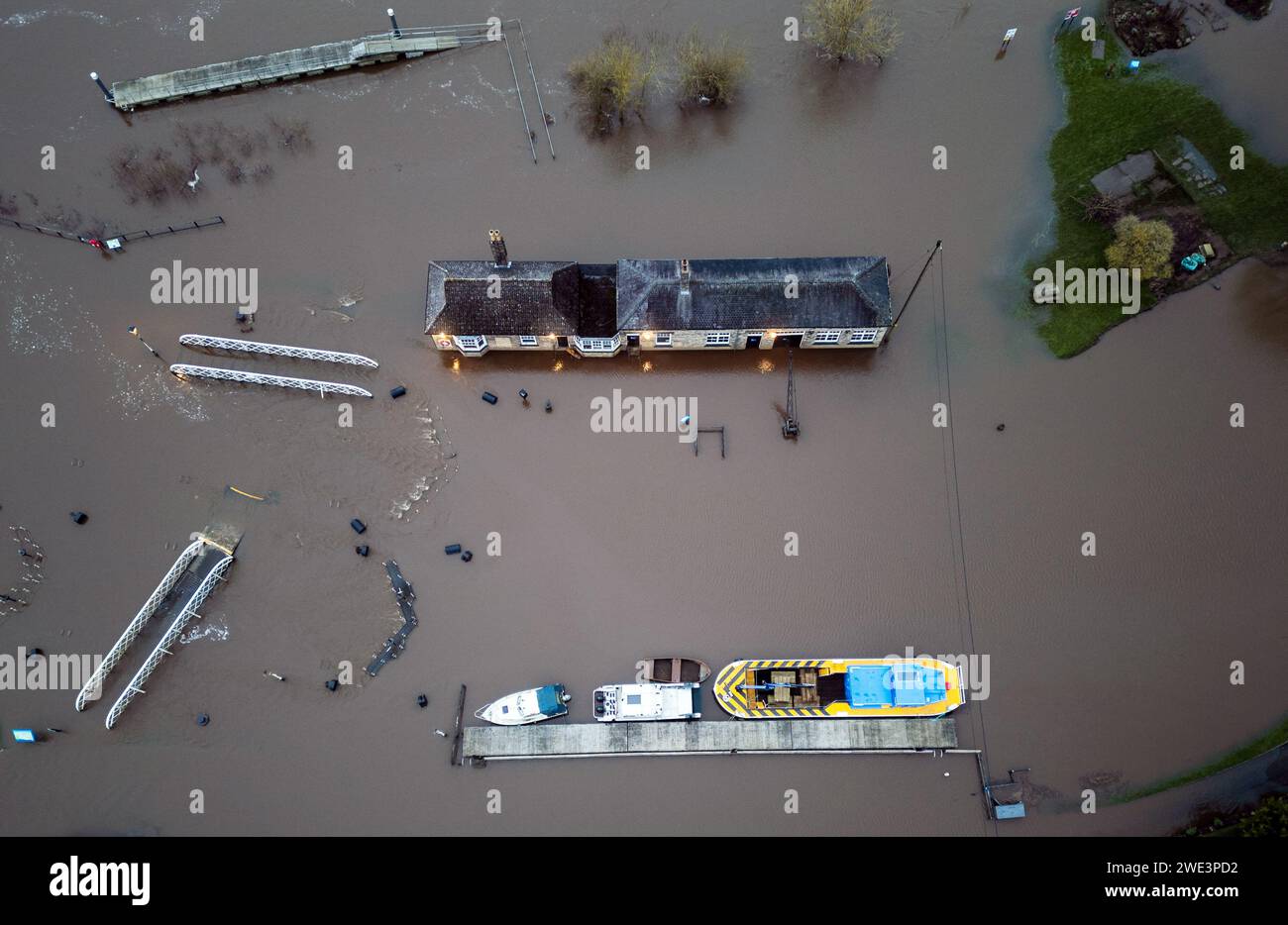 Flood water at Naburn Lock on the outskirts of York. Storm Jocelyn will ...