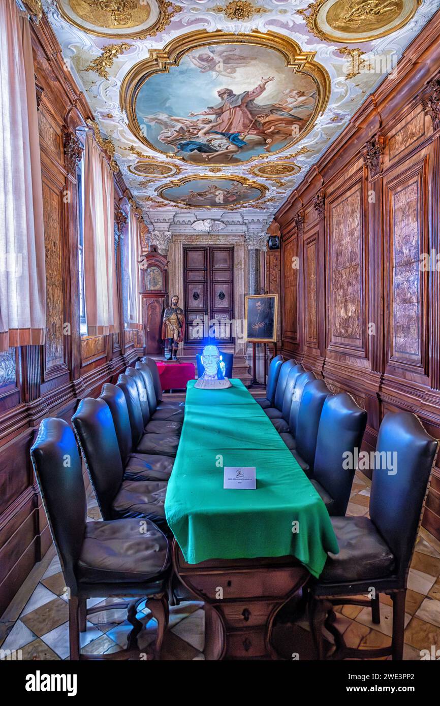 The interior of the Scuola Grande di San Rocco, Venice, Italy Stock ...