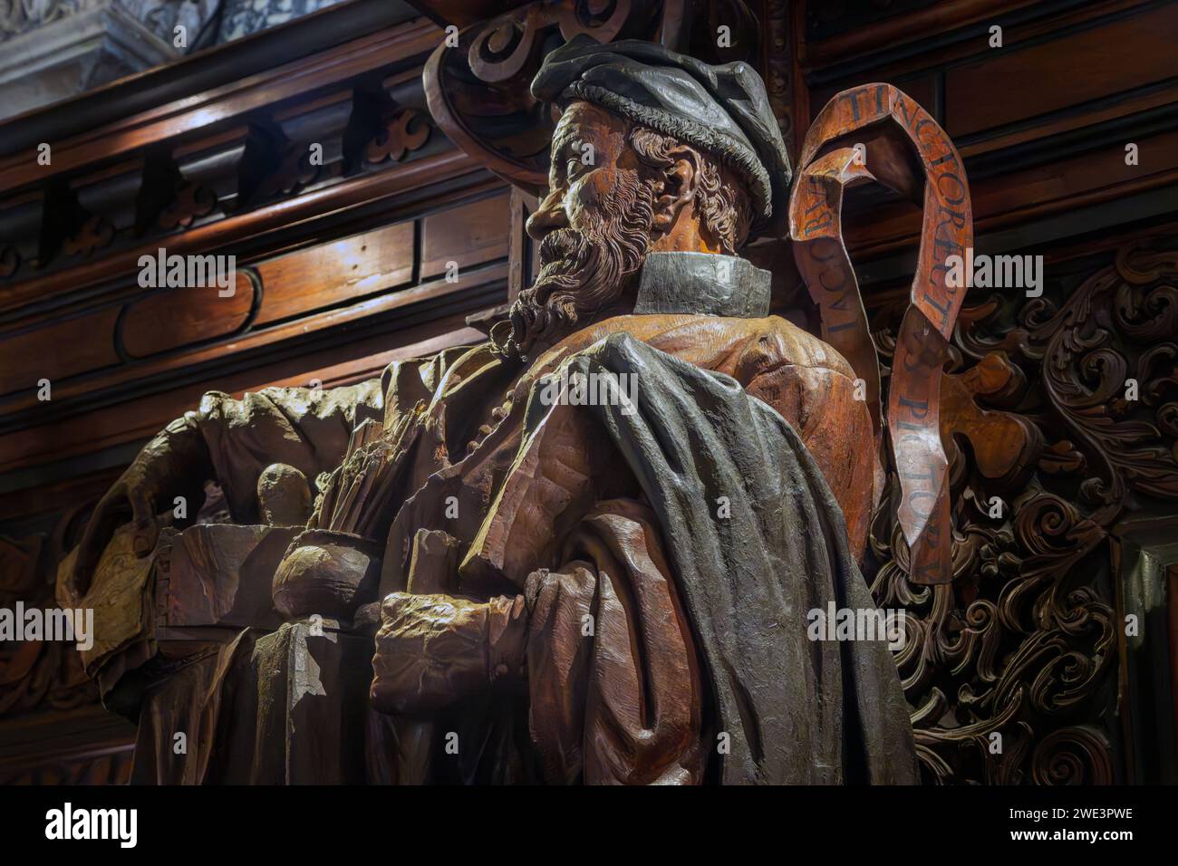 An allegoric sculpture by Francesco Pianta depicting the painter ...
