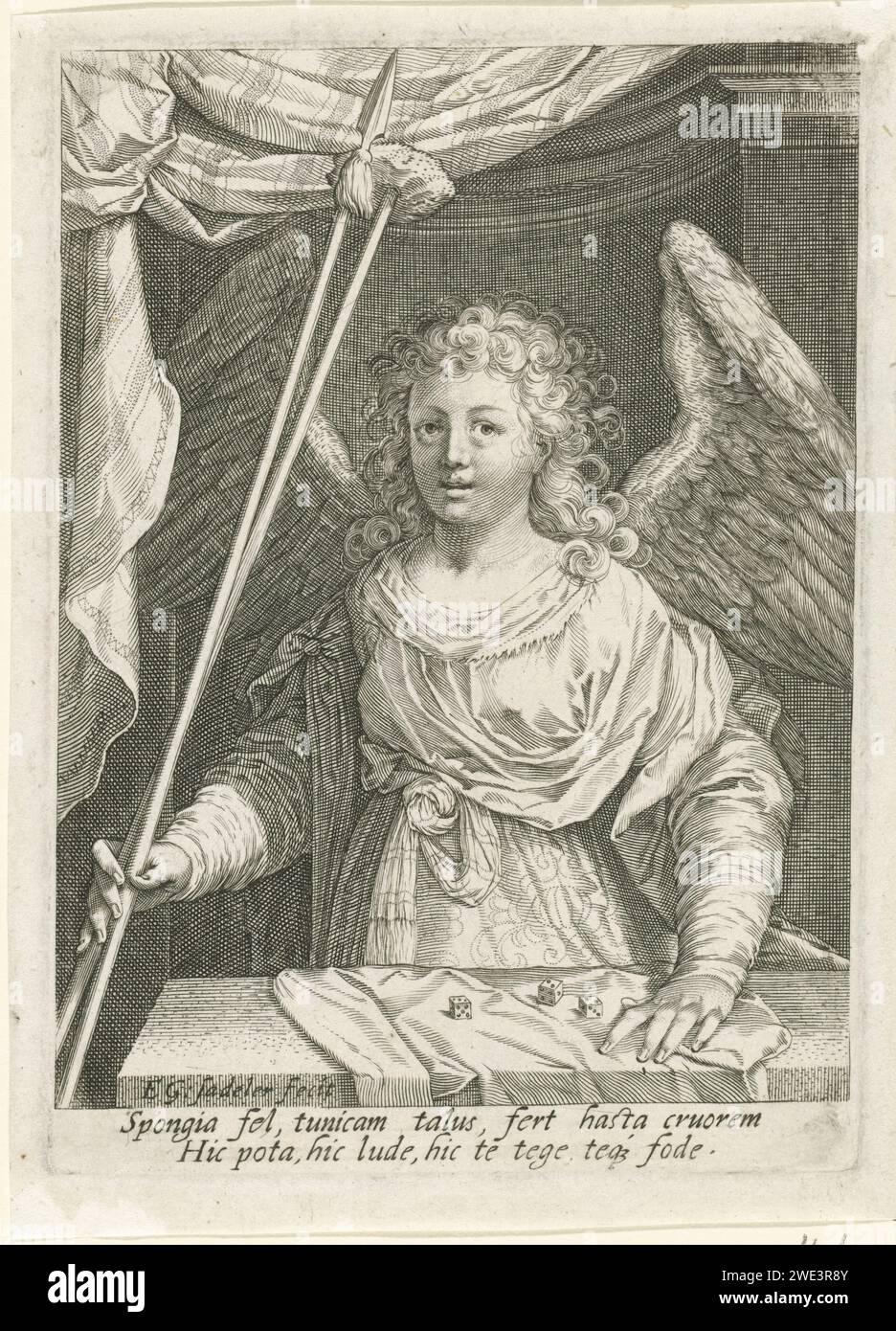 Angel with lans, sponge and dice, Aegidius Sadeler (II), 1580 - 1629 ...