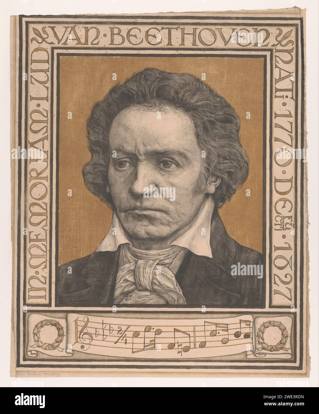 Portrait of Ludwig van Beethoven, Antoon Derkinderen, 1901 - 1902 print ...
