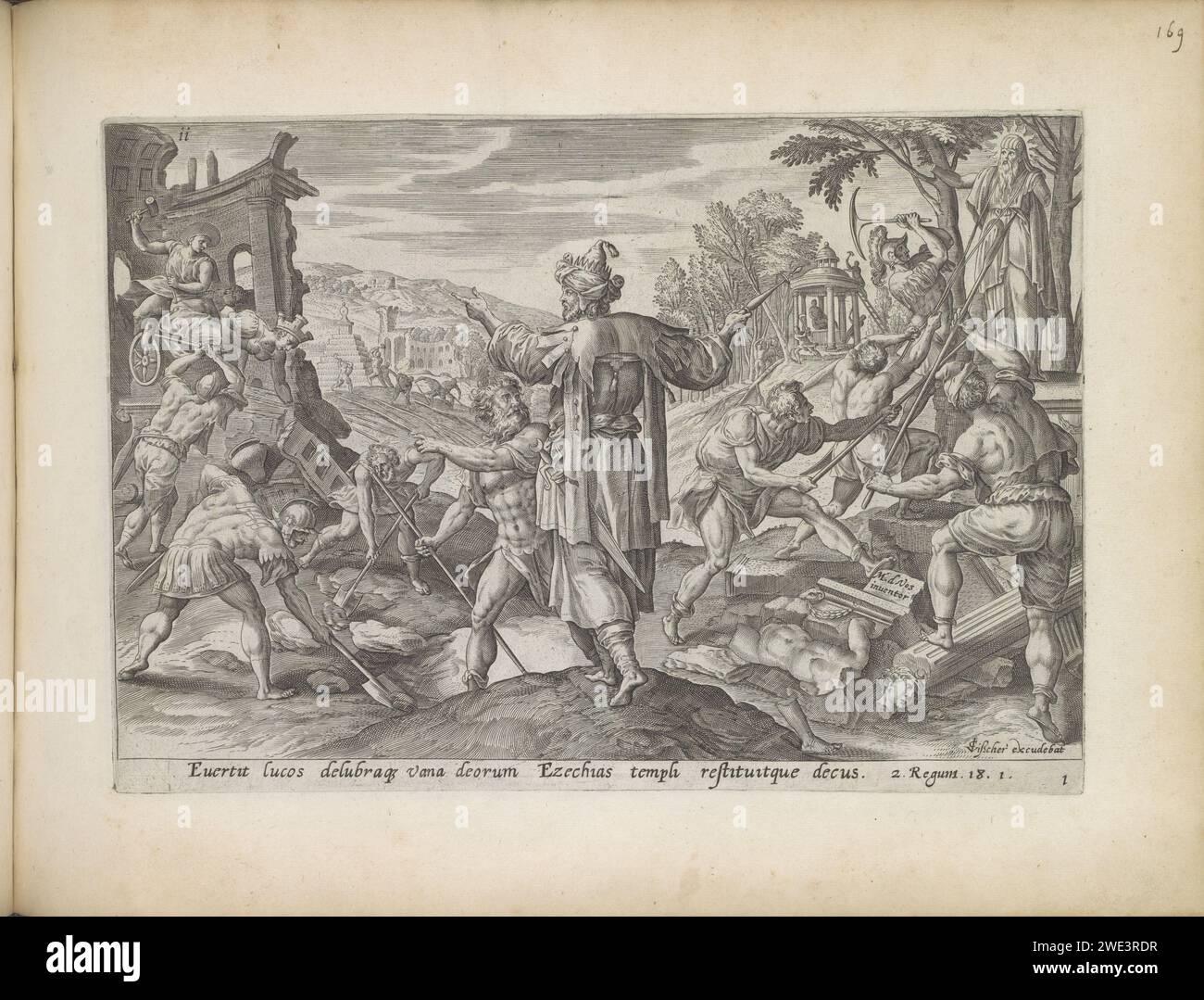 Hizkia has the idols destroyed, 1643 print Koning Hezekia is instructed ...
