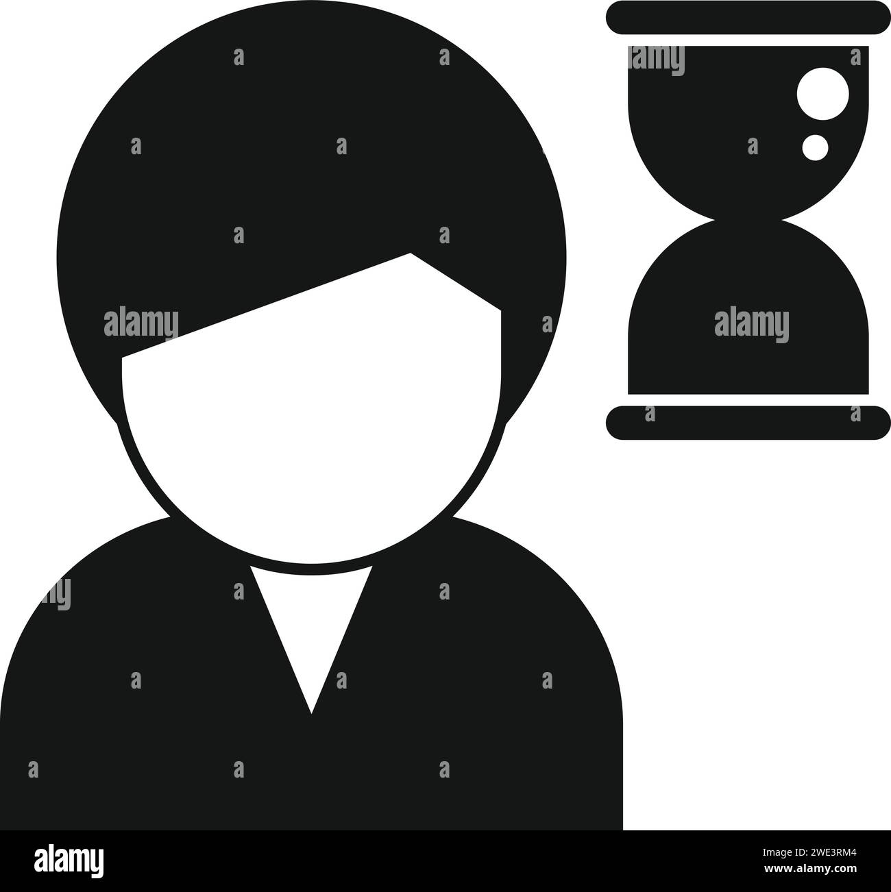 Make time for late work icon simple vector. Tired person. Business ...