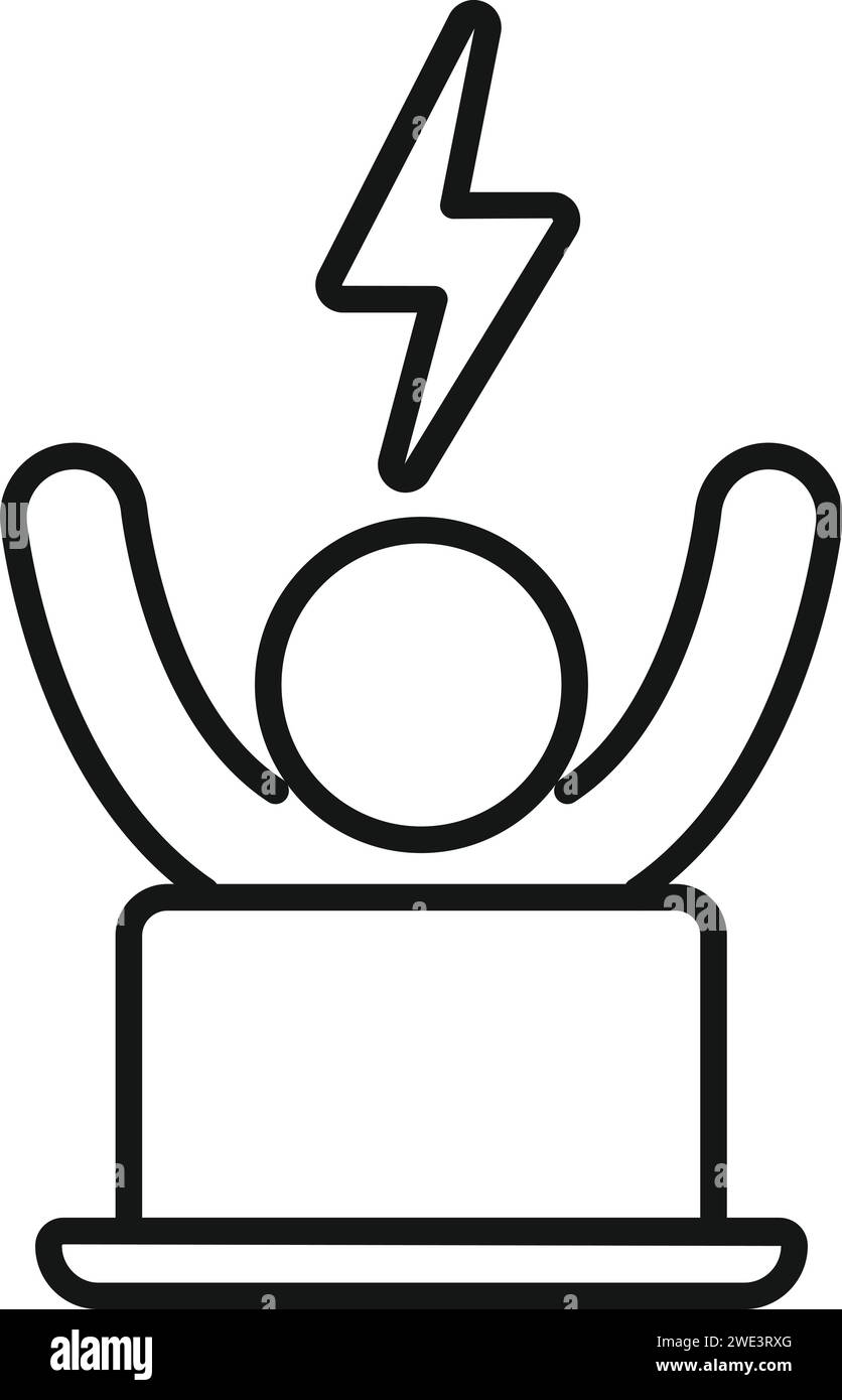 Big energy late work icon outline vector. Fast active man. People ...