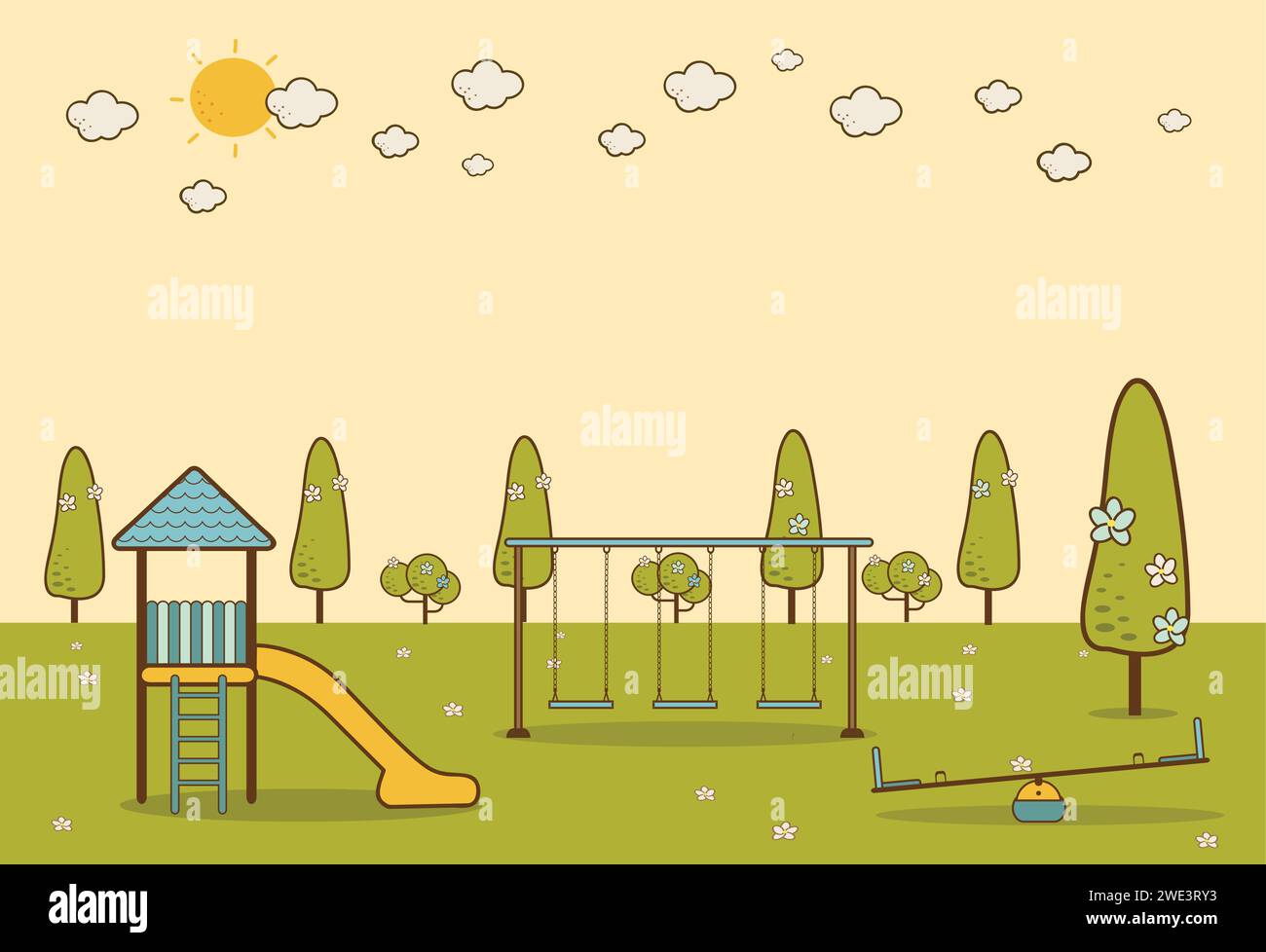 Kids playground cartoon concept background. childrens playground in a ...