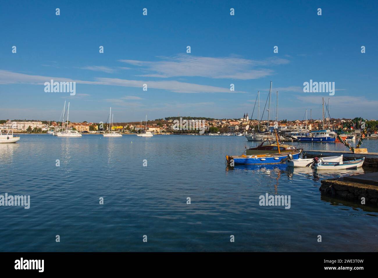 The marina in the coastal town of Medulin in Istria, north west Croatia ...