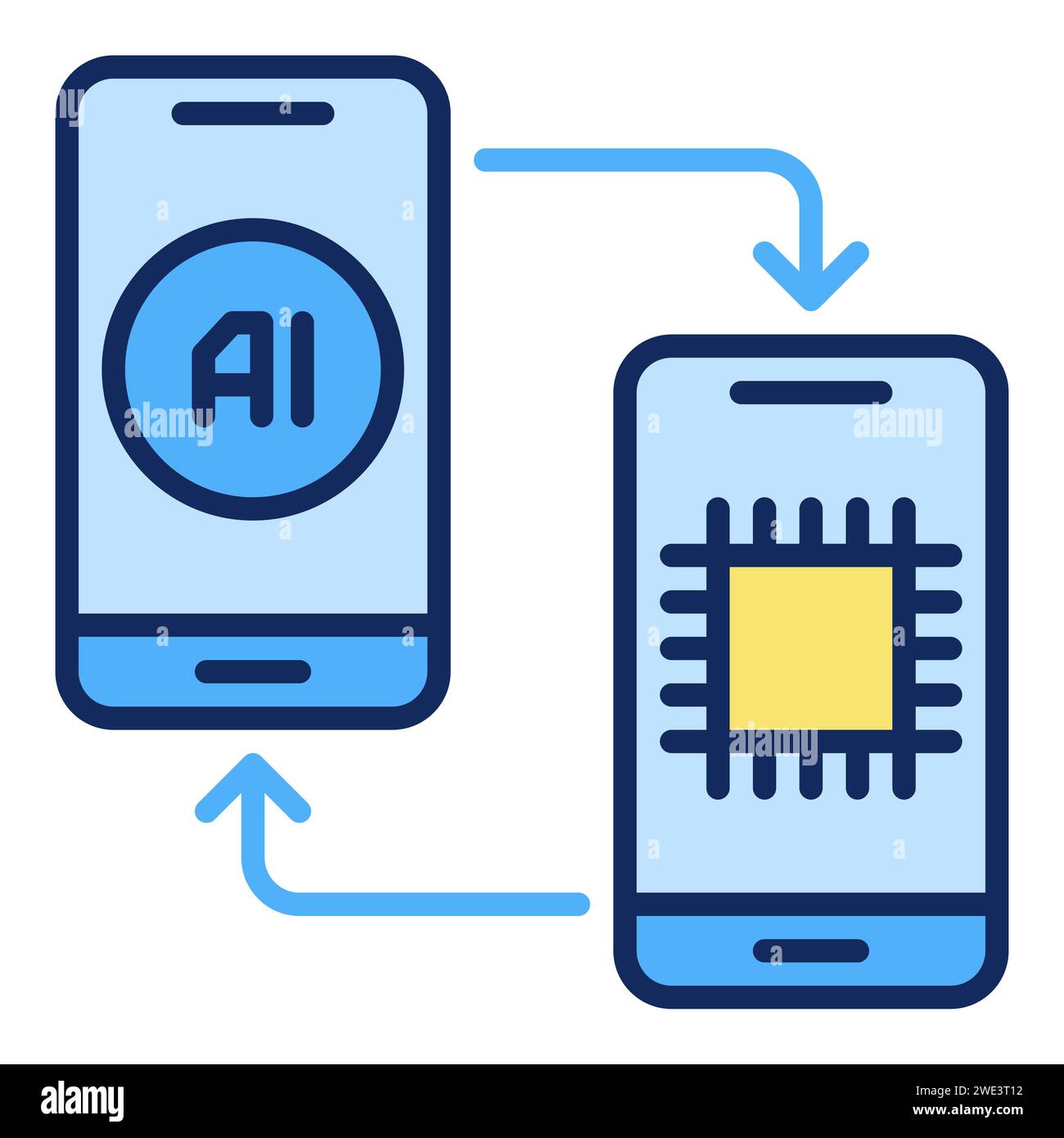 A pair of AI Smartphones vector Artificial Intelligence in Phones ...