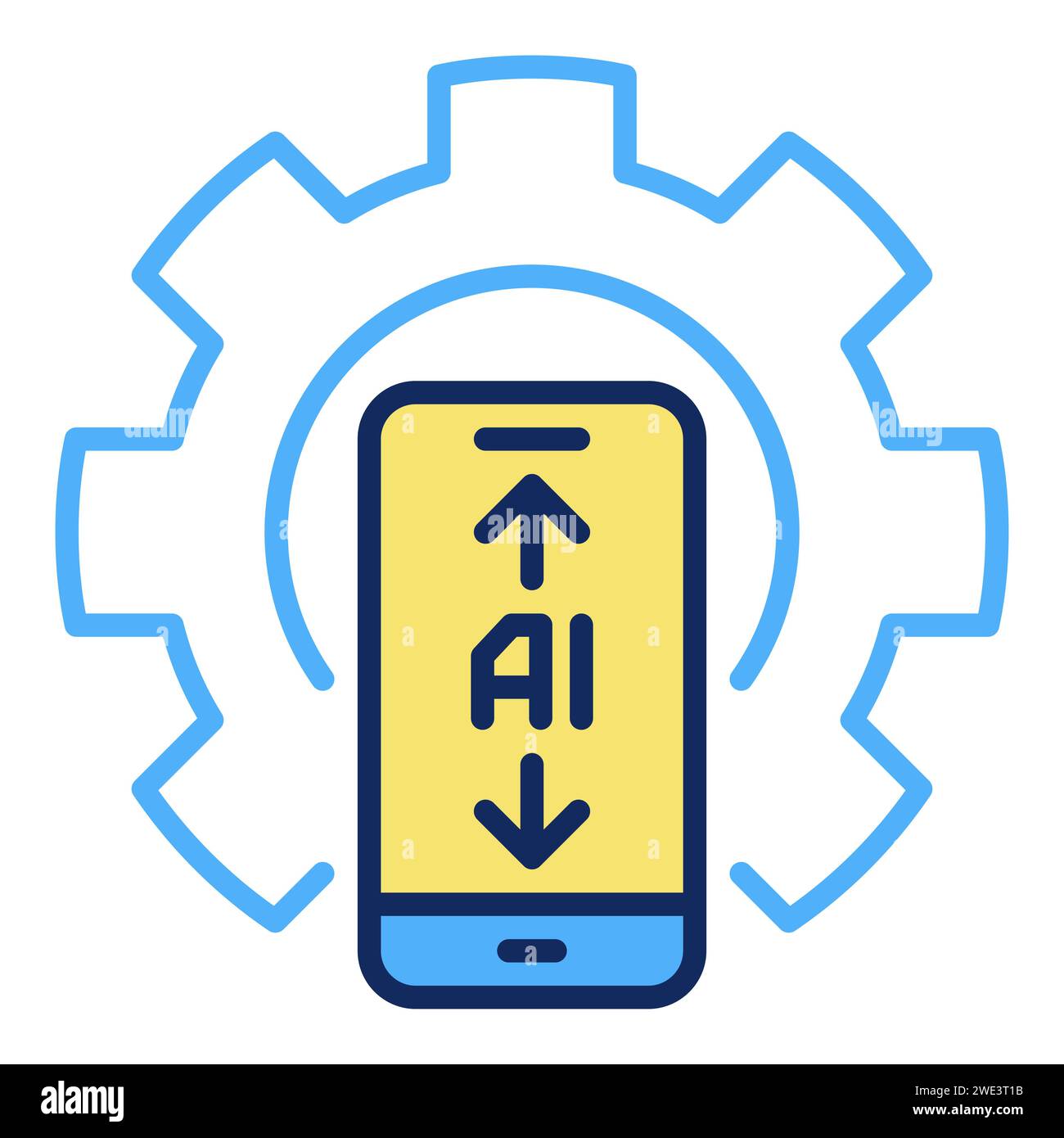 Gear with AI Smart-phone vector Artificial Intelligence in Phone ...