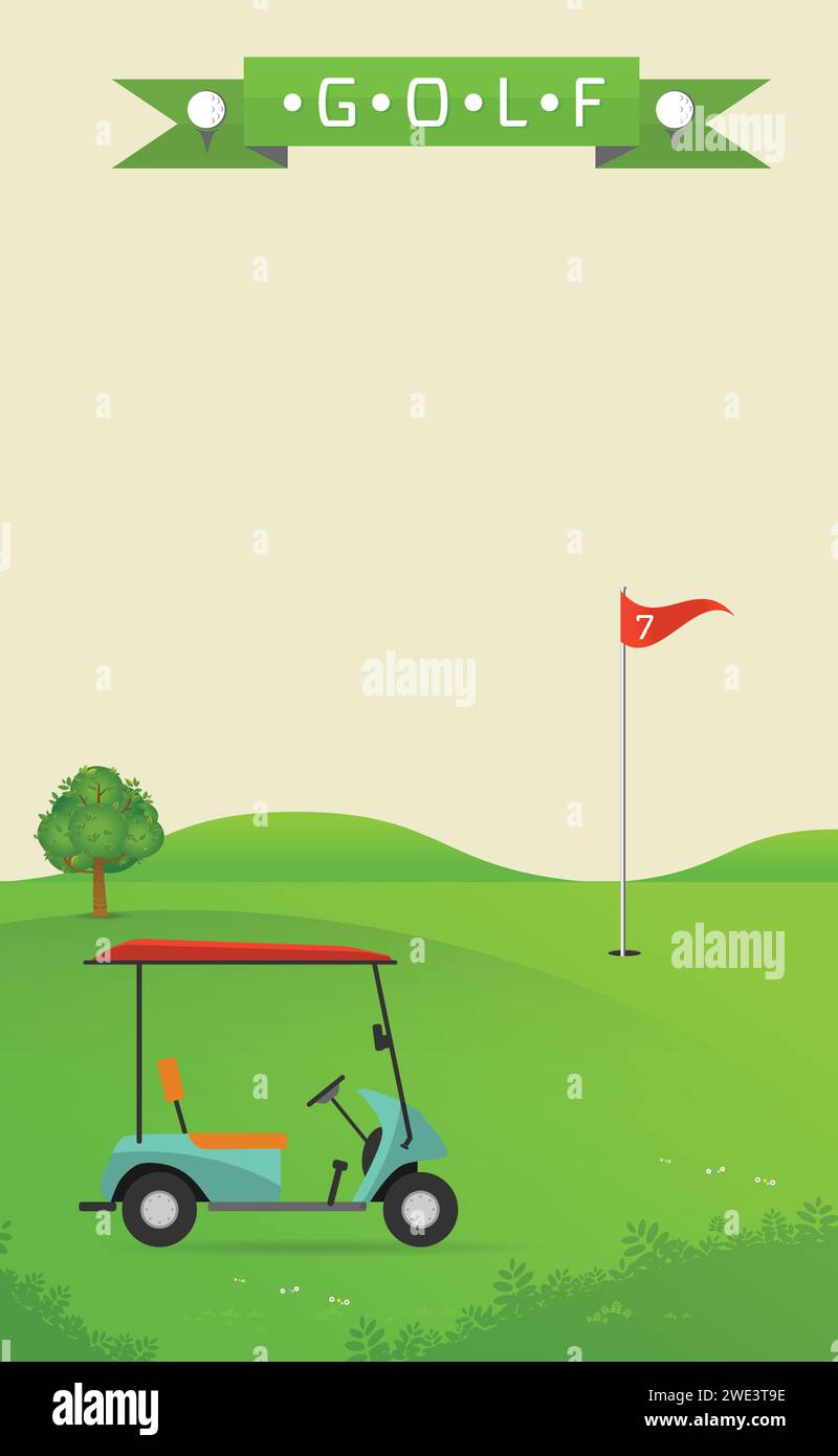 Background of golf field beautiful landscape,Golf hole banner vector ...