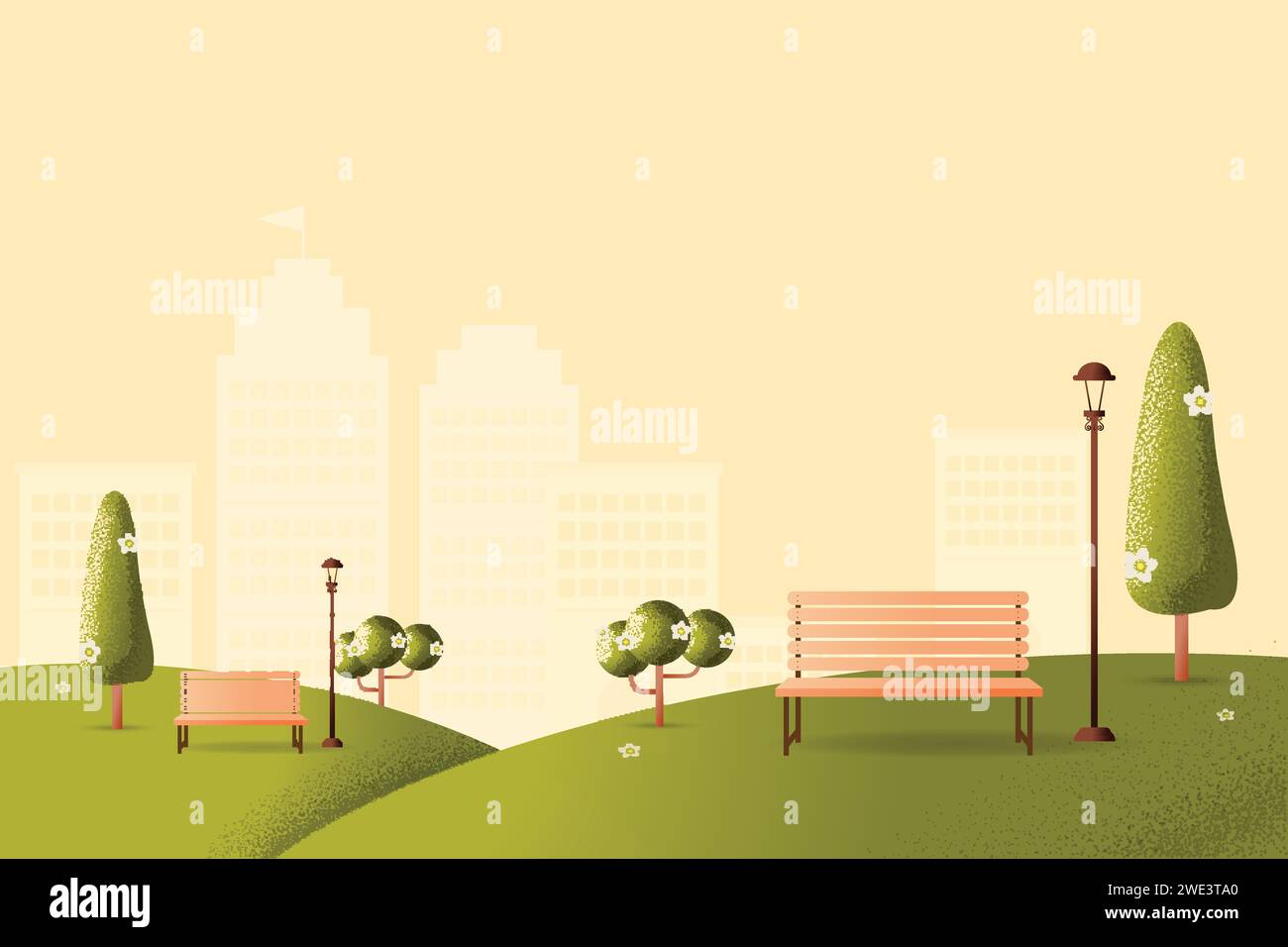 Hello Park. Natural landscape flat modern linear style. a beautiful ...