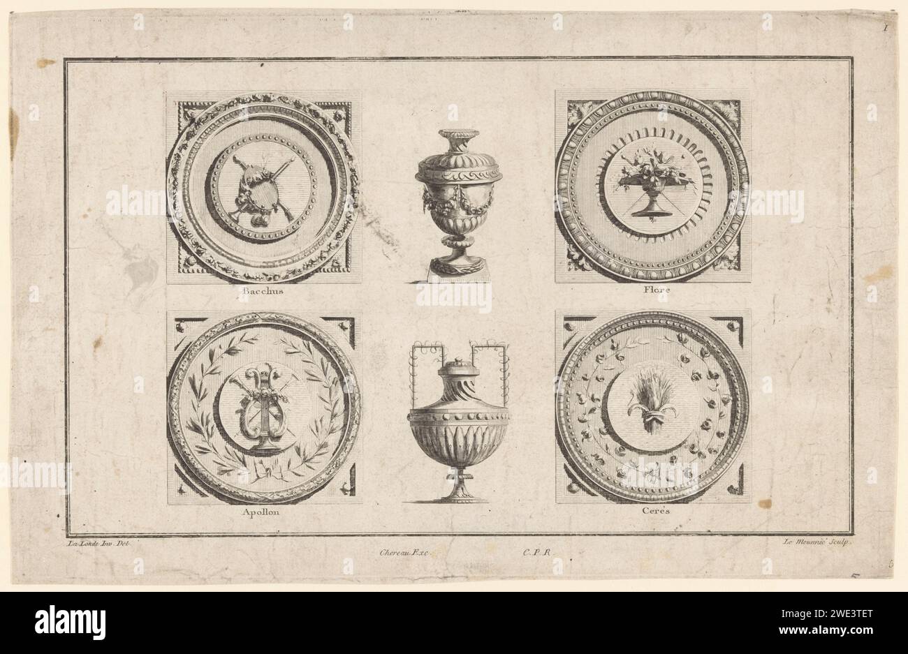 Bacchus, Flora, Apollo in Ceres, C. Le Meunnié, After Richard de ...